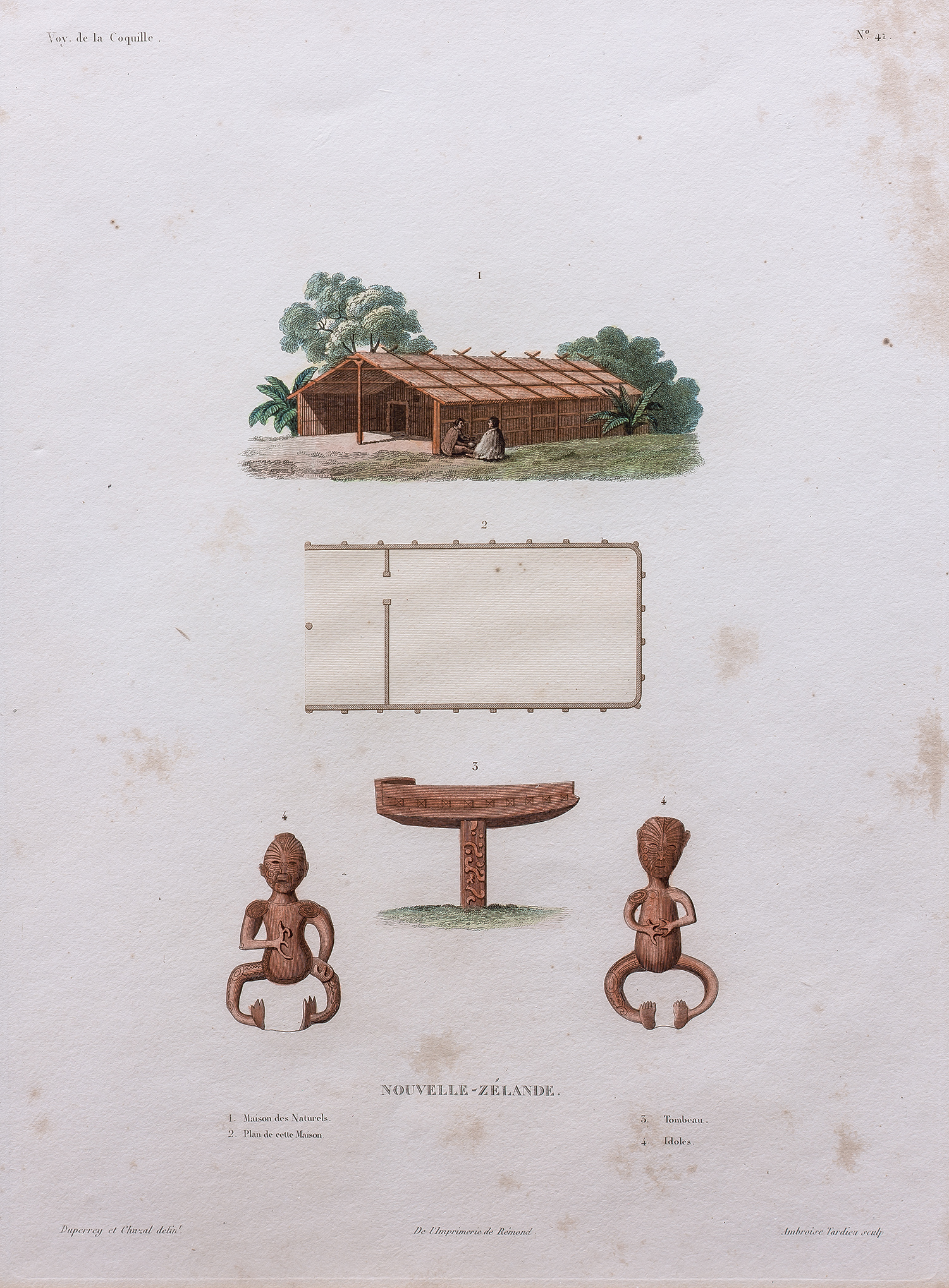 New Zealand: Native House, Plan of the House, Tomb, Carvings - The ...